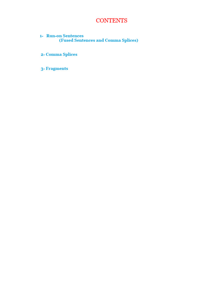 Fixing Run-Ons, Comma Splices, Fragments | PDF | Verb | Subject (Grammar)