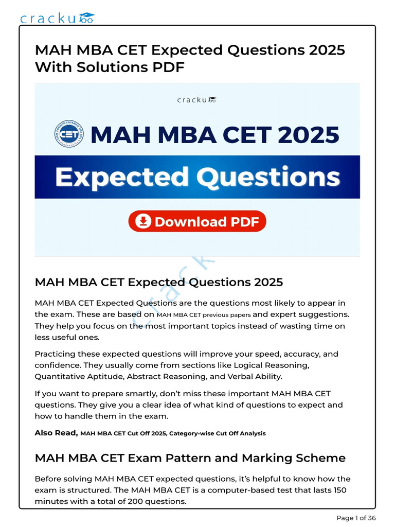 MAH MBA CET 2025 Expected Questions | PDF | Fiscal Policy | Government ...