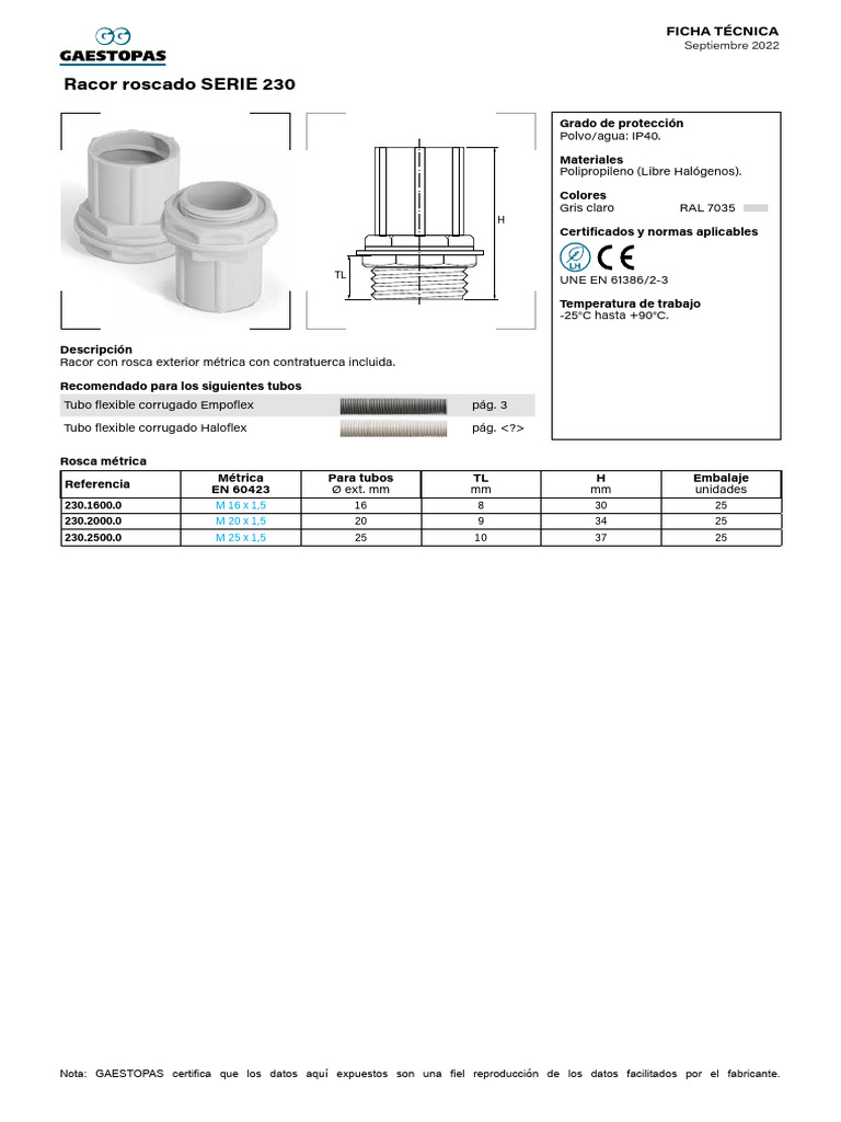 FT Racor Roscado SERIE 230 230.1600.0 | PDF