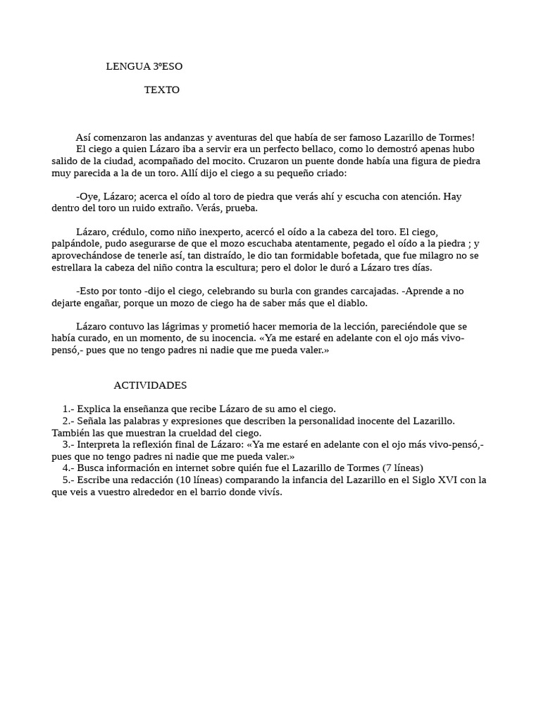 Tarea Lengua ESO3 | PDF