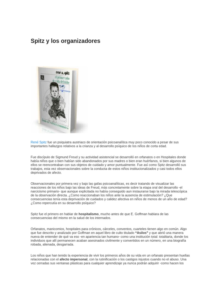 El primer año de vida del niño - RENE SPITZ | PDF | Percepción | Psique (psicología)