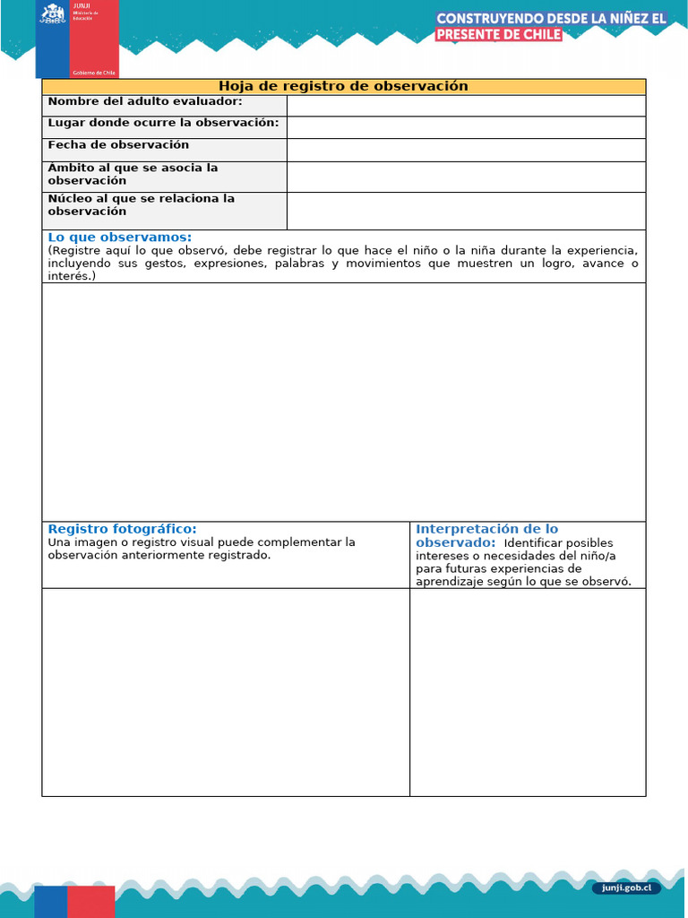 Hoja de registro de observación | PDF