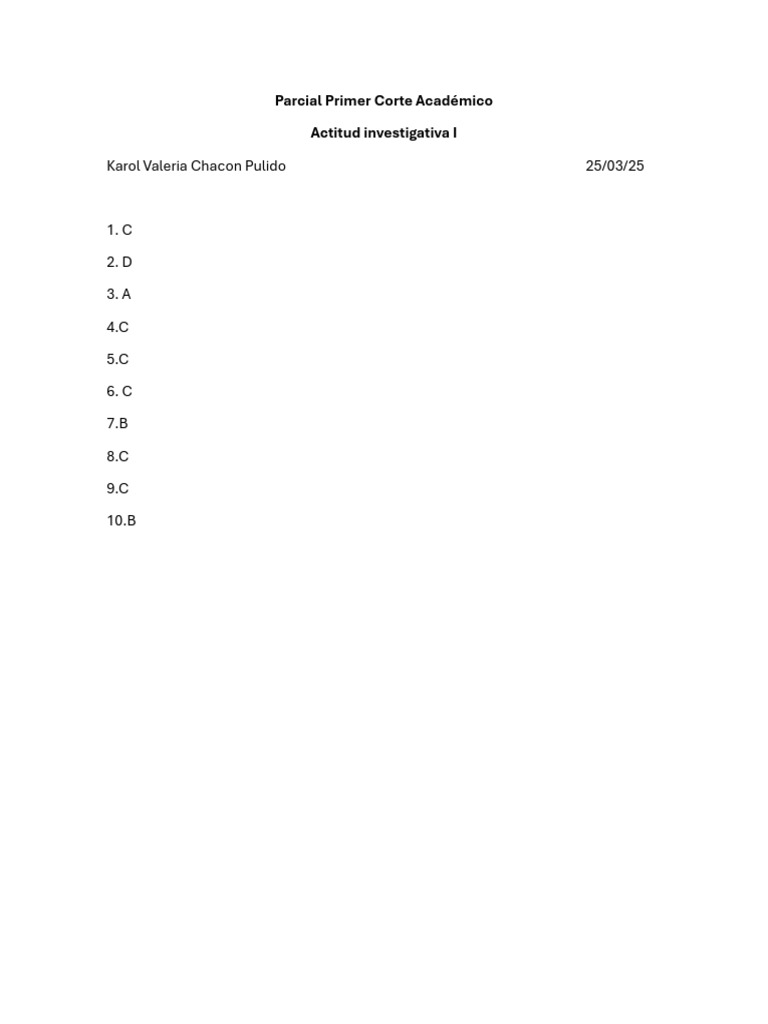 Parcial Primer Corte Académico | PDF