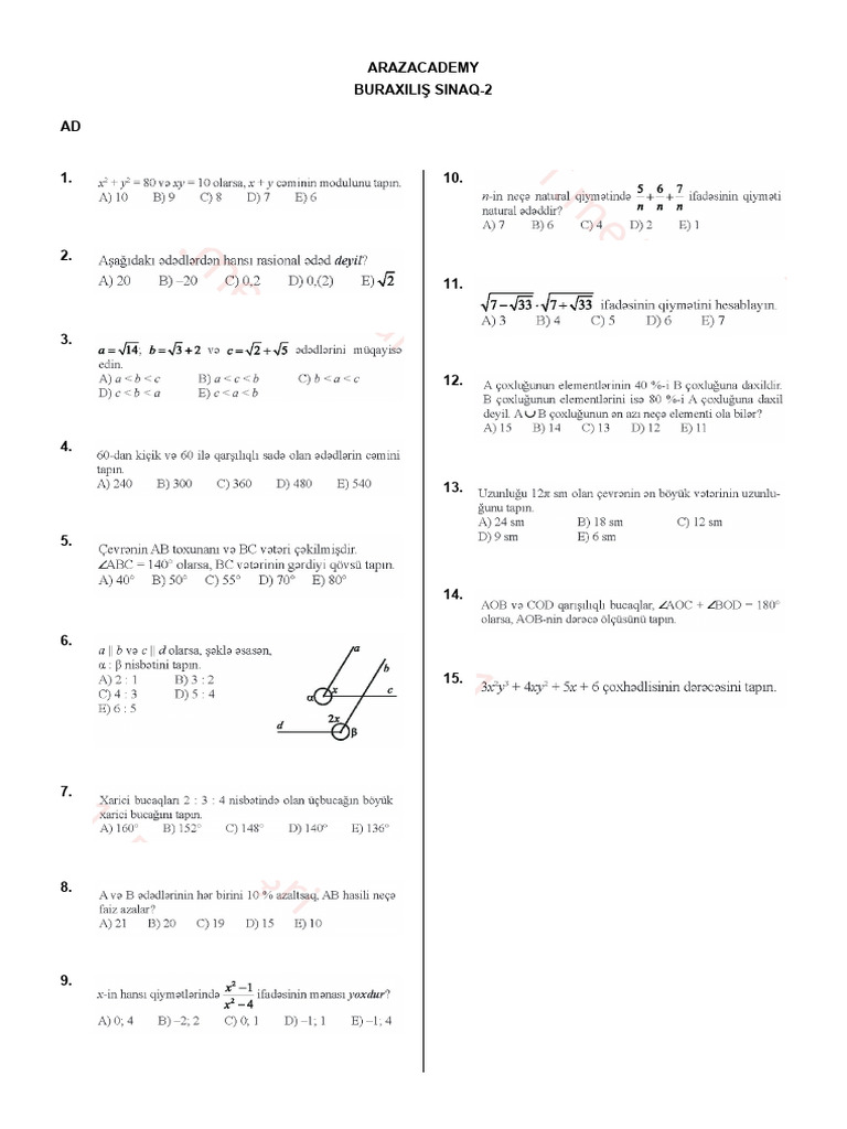 Buraxiliş Sinaq | PDF