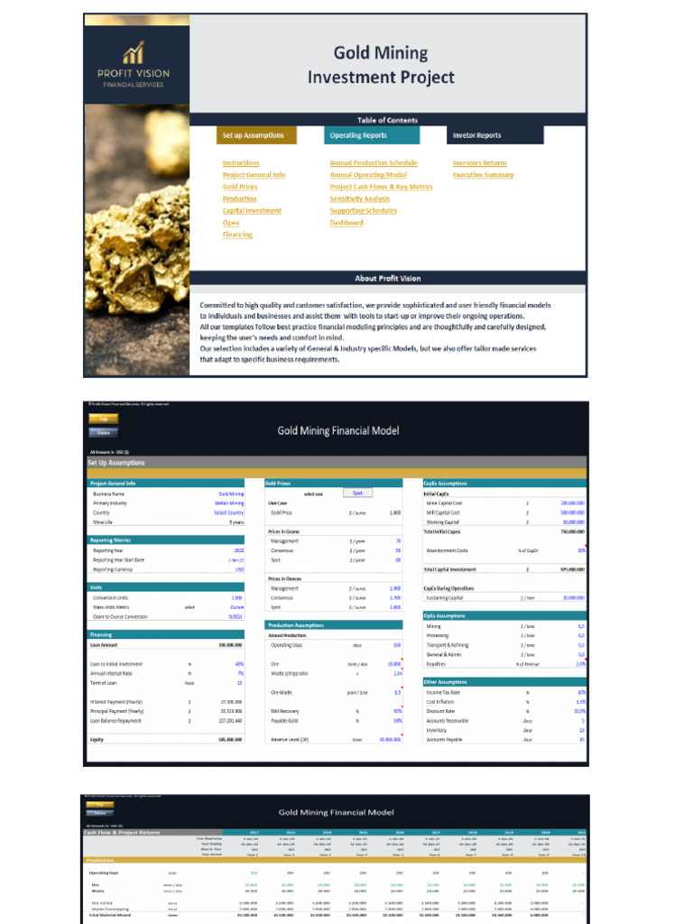 Gold Mining Financial Model | PDF