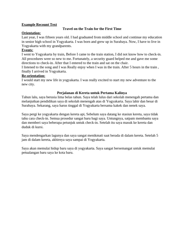 Example Recount Text & Kunci Jawaban MID | PDF | Languages | Foreign ...