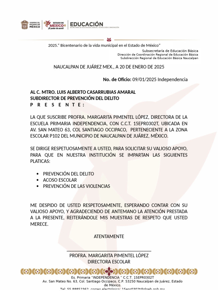 OFICIO 09 PREVENCION DEL DELITO ENERO 2025 | PDF