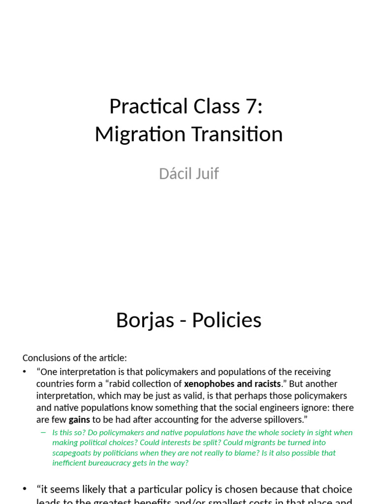 Tutorial 7 Migration | PDF | Immigration | Human Migration