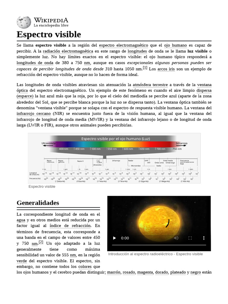 Espectro Visible: Longitudes y Percepción | PDF | Color | Olas