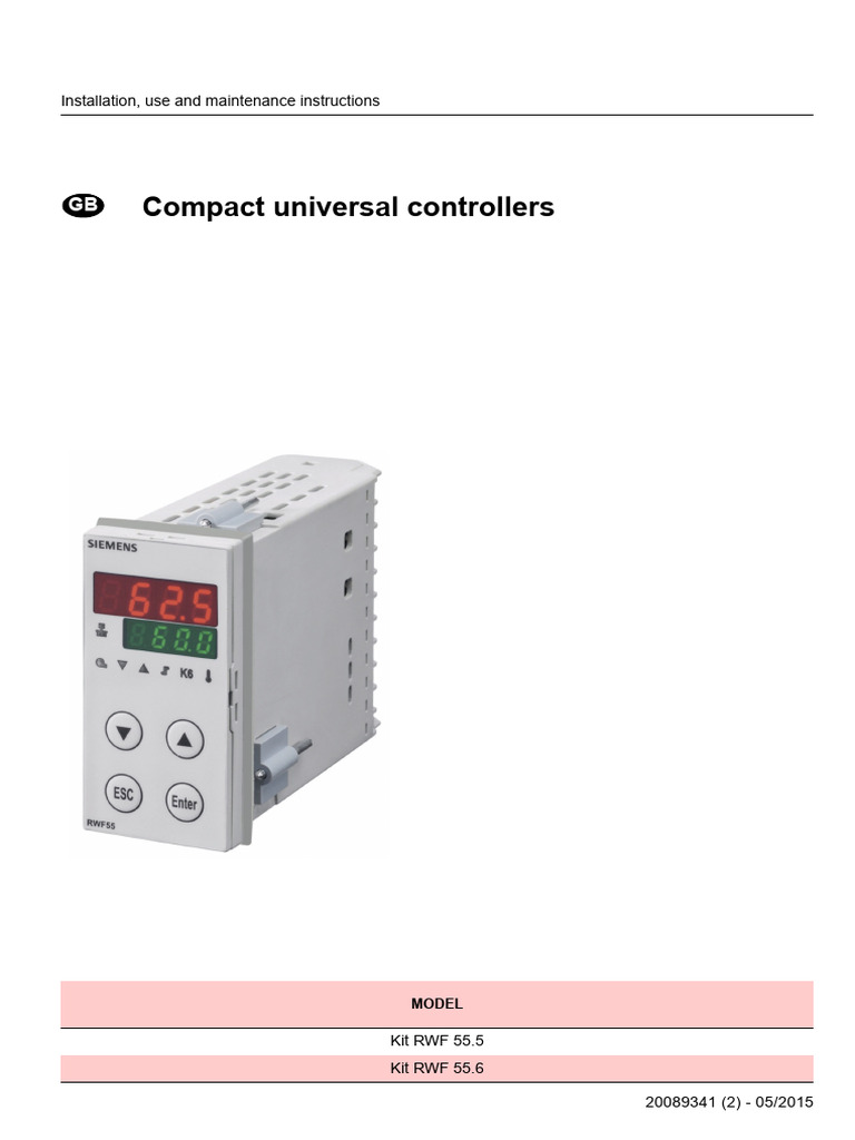 RWF 55.5 User Manual and Installation Guide | PDF | Power Supply | Relay