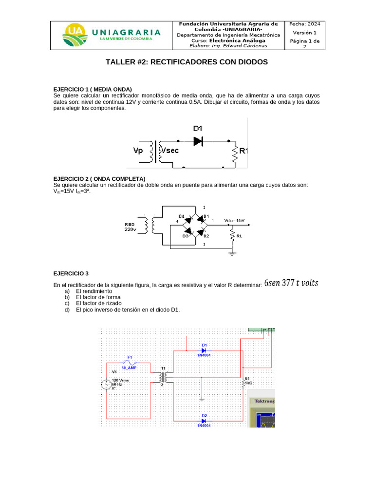 Taller de Rectificadores con Diodos | PDF