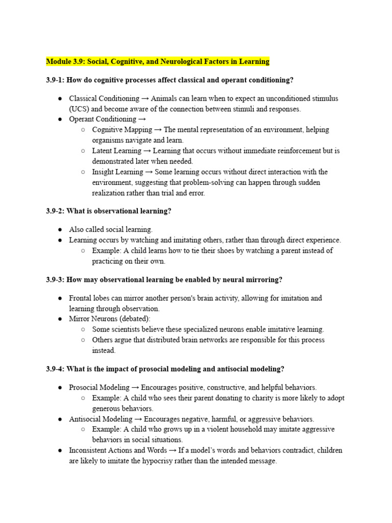 Unit 3.9 - Social, Cognitive, and Neurological Factors in ...