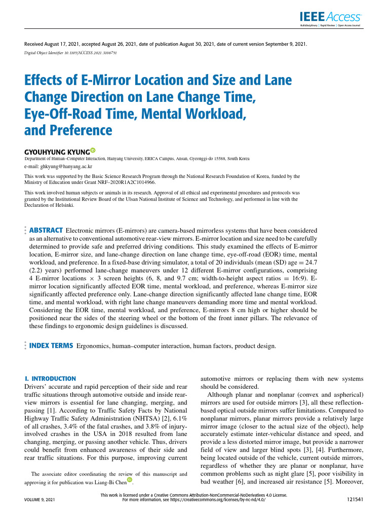 Effects of E-Mirror Location and Size and Lane Change Direction On Lane ...