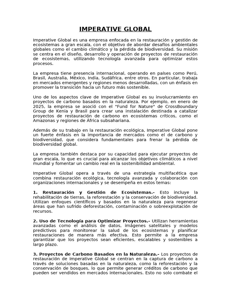 Imperative Global | PDF | Sustentabilidad | Entorno natural
