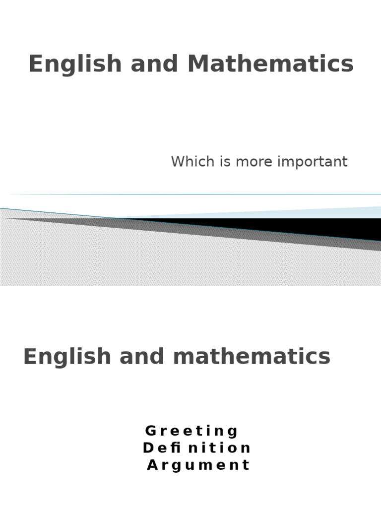 English and Mathematics Which Is More Important | PDF