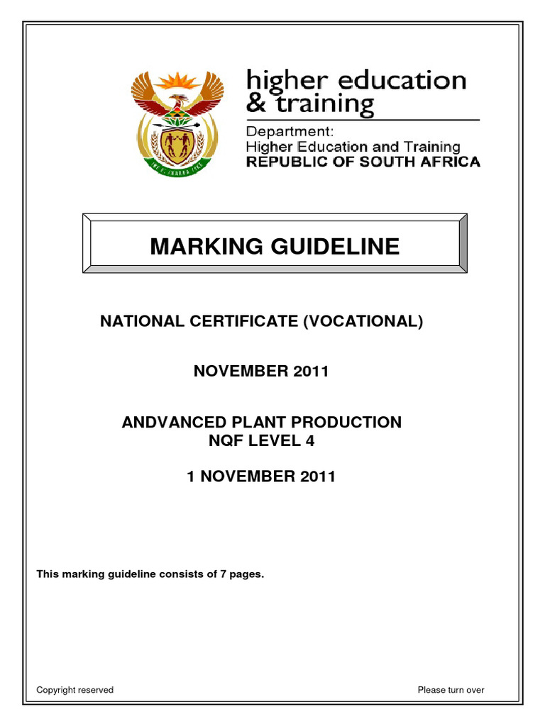 NC10 - Advanced Plant Production L4 Nov Memo 2011 | PDF | Seed | Flowers