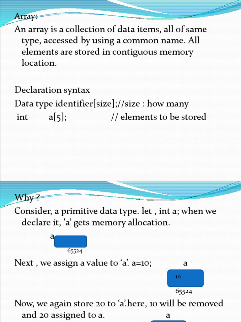 8. L3- ARRAY PPT | PDF | Pointer (Computer Programming) | Integer (Computer Science)