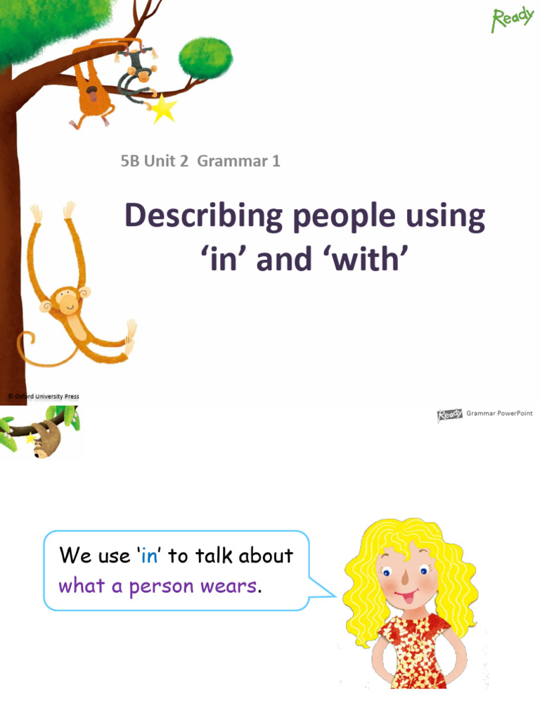 Describing People: 'In' and 'With' Grammar | PDF | Clothing | Fashion