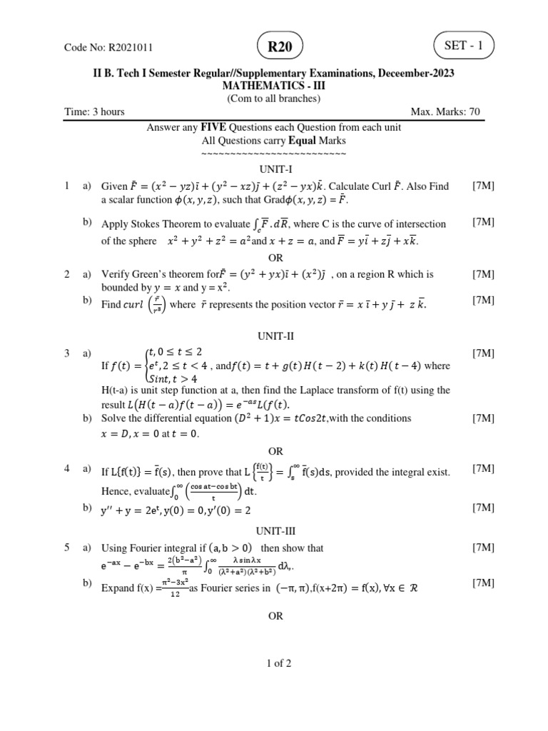 M3 Previous Papers 2023 2022 | PDF | Fourier Transform | Laplace Transform
