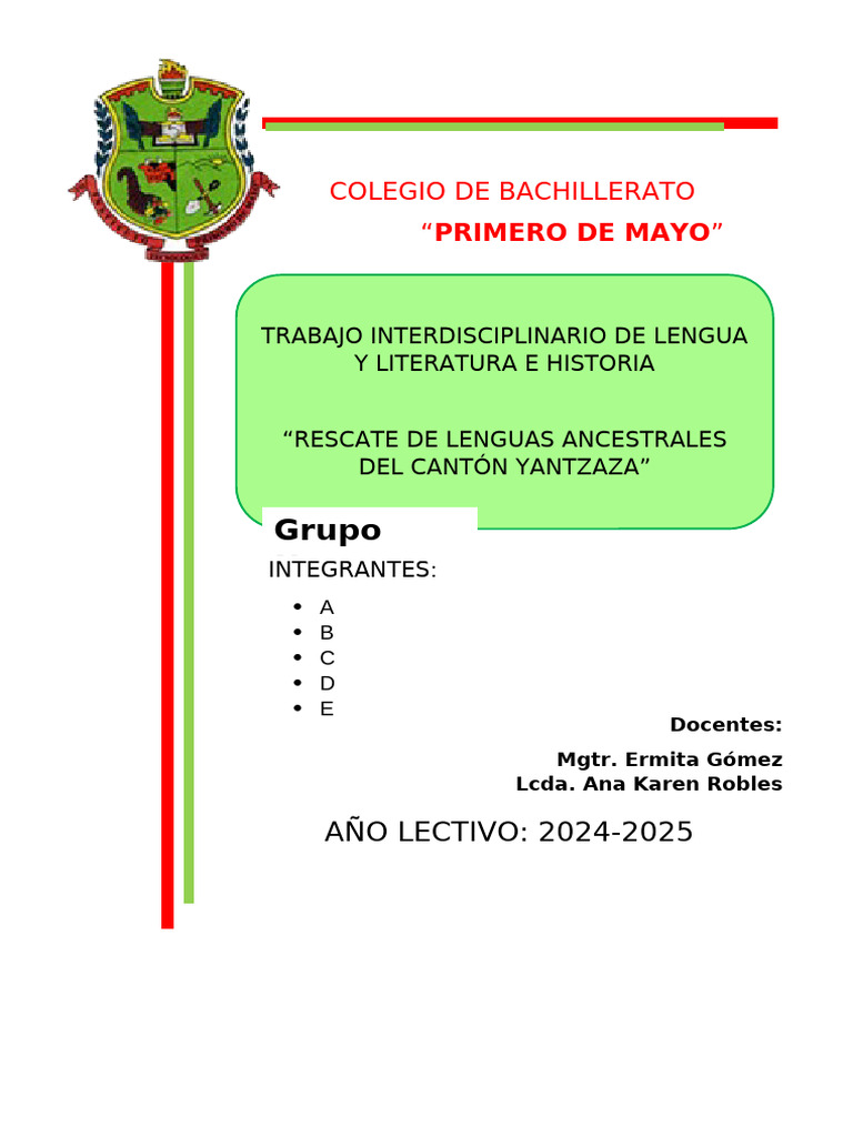 Modelo de Carátula-Lenguas Ancestrales | PDF