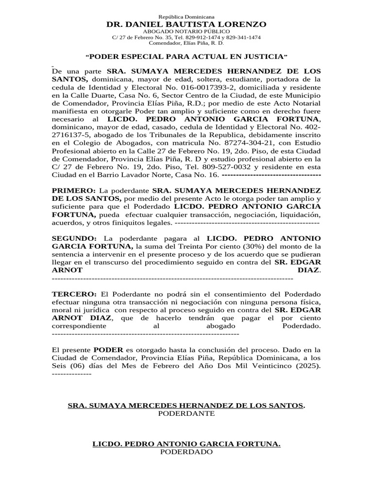 Poder Especial de Sumaya Mercedes (A) Leydi Carmona | PDF | Gobierno