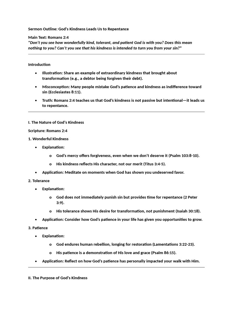 Sermon Outline | PDF | Theology | Religious Belief And Doctrine