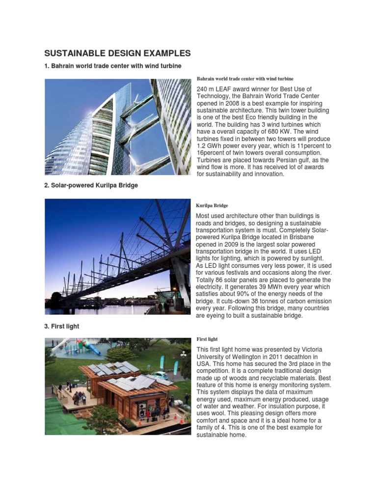 Sustainable Design Examples | PDF | Wind Power | Solar Power