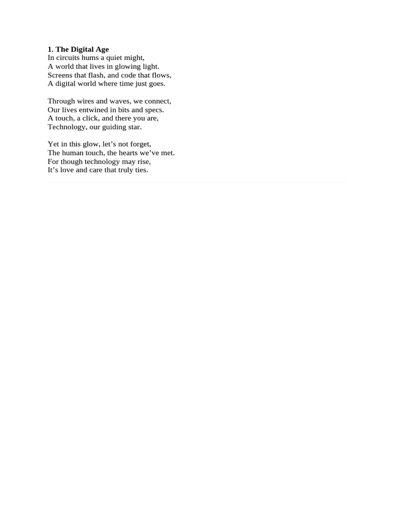 Poems About Technology | PDF