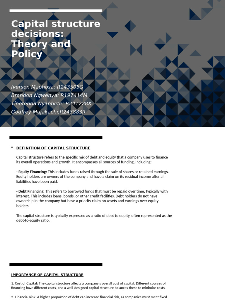 GROUP 3-Capital Structure Decisions | PDF | Capital Structure | Equity (Finance)