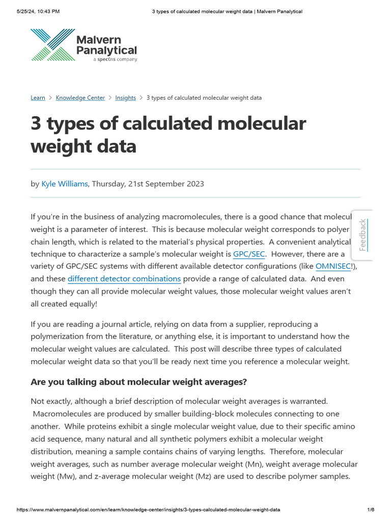 Understanding Absolute Molecular Weight | PDF | Molecular Mass | Polymers