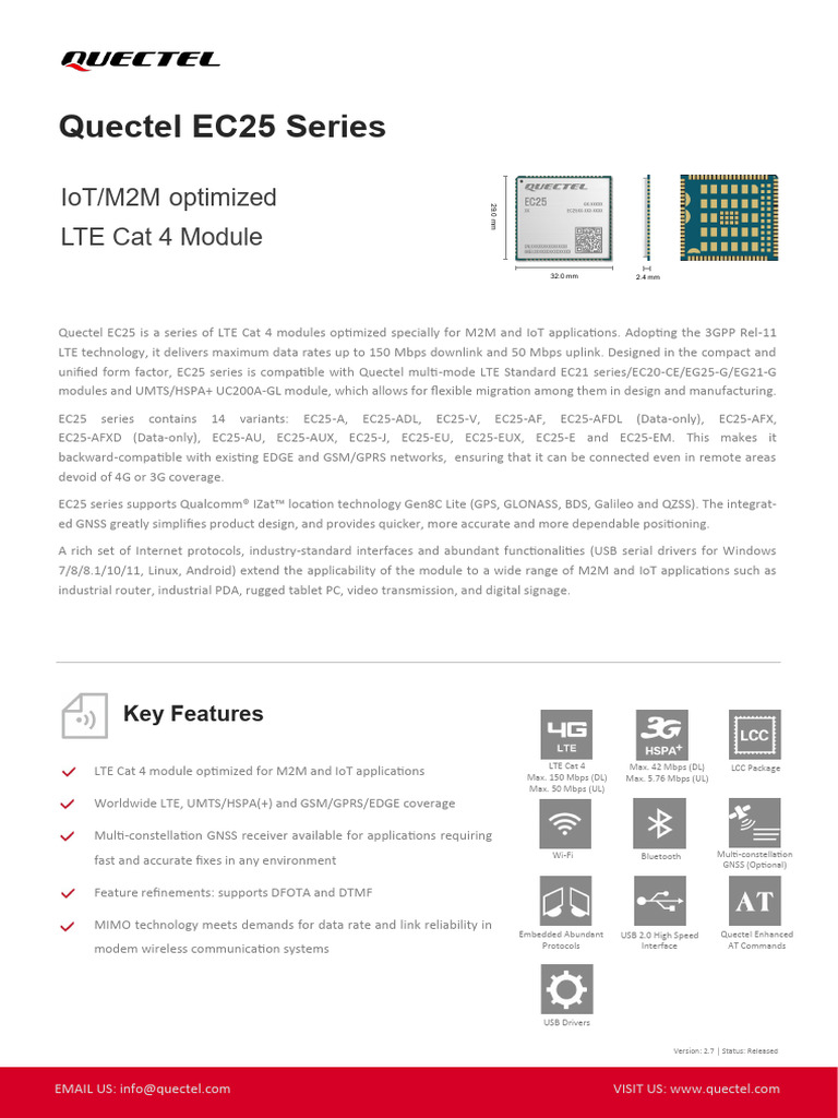 Quectel EC25 Series LTE Standard Specification V2.7-1 | PDF | Lte ...