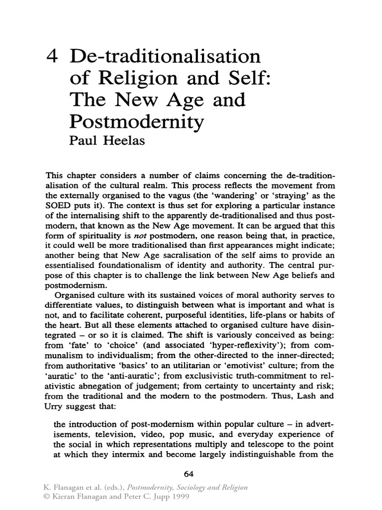 HEELAS Detraditionalisation | PDF | New Age | Postmodernism
