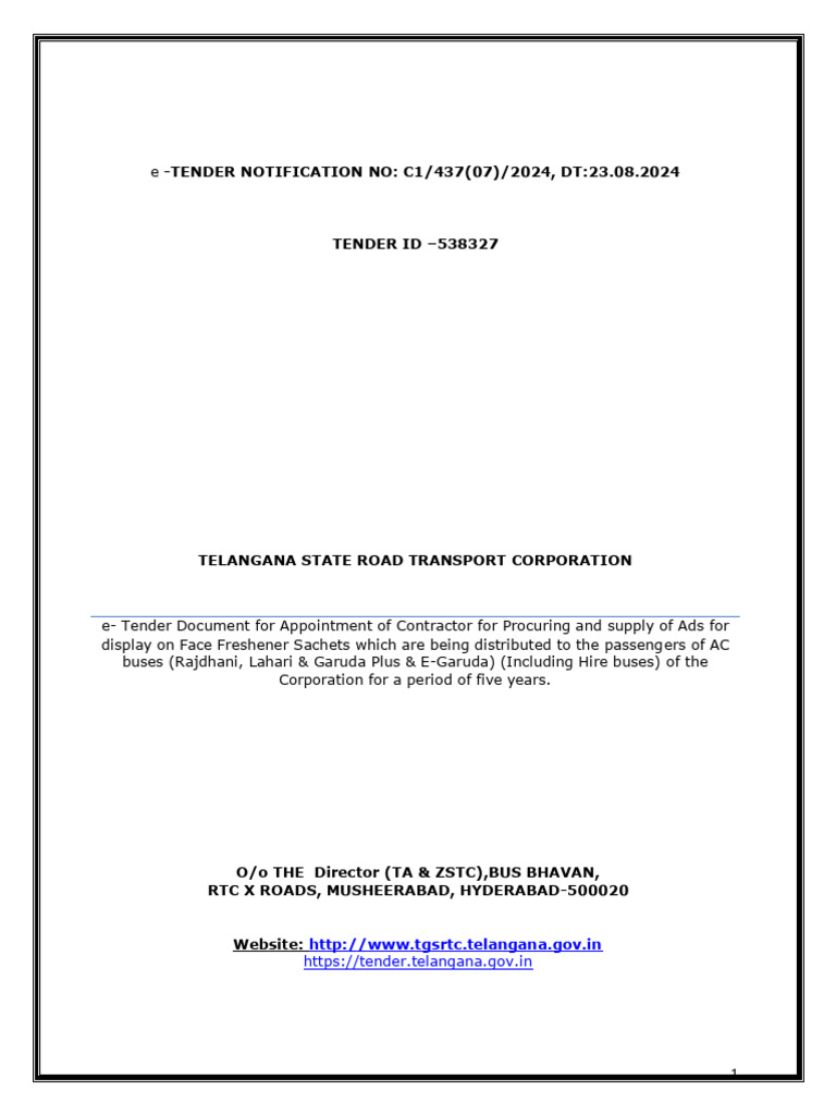 Telangana e-Tender for Ad Supply | PDF | Breach Of Contract | Payments