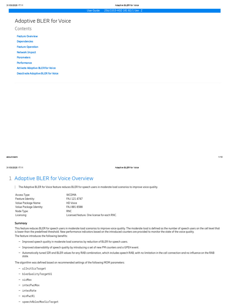 Adaptive BLER for Voice User Guide | PDF | Computing