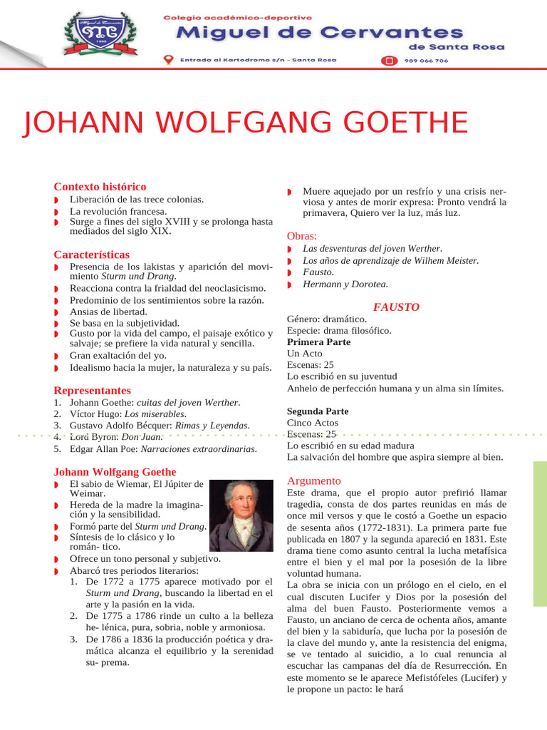 Periodos y obras de Goethe | PDF | Johann Wolfgang von Goethe | Fausto ...