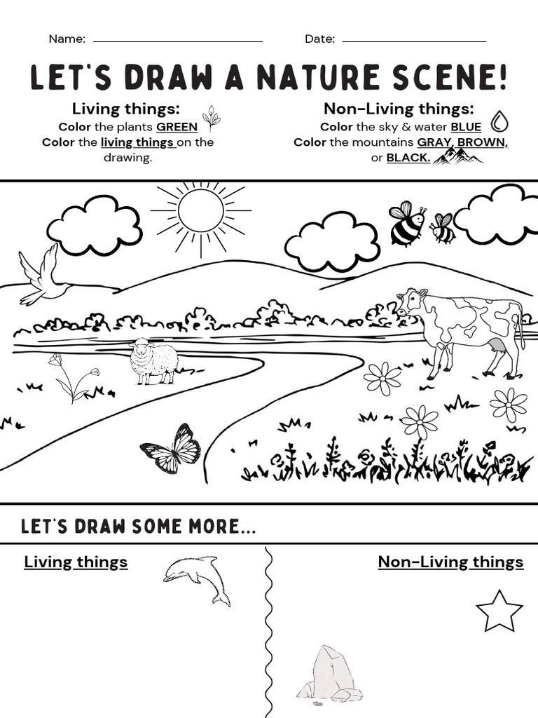 Nature Scene Drawing Activity | PDF