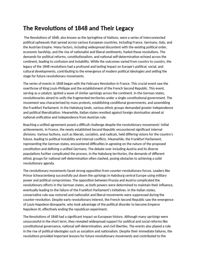 The Revolutions of 1848 and Their Legacy | PDF | Nationalism | First ...