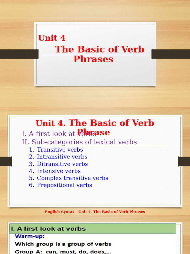 CHAPTER 4. The Verb Phrase | PDF | Verb | Lexical Semantics