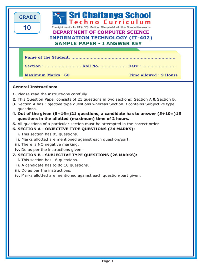 IT-402 Sample Paper: Objective & Subjective Questions | PDF | Databases ...