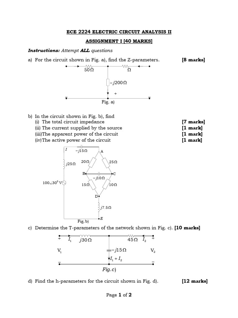 Ece 2224 Electric Circuit Analysis Ii - Assign I | PDF | Telecommunications Engineering ...