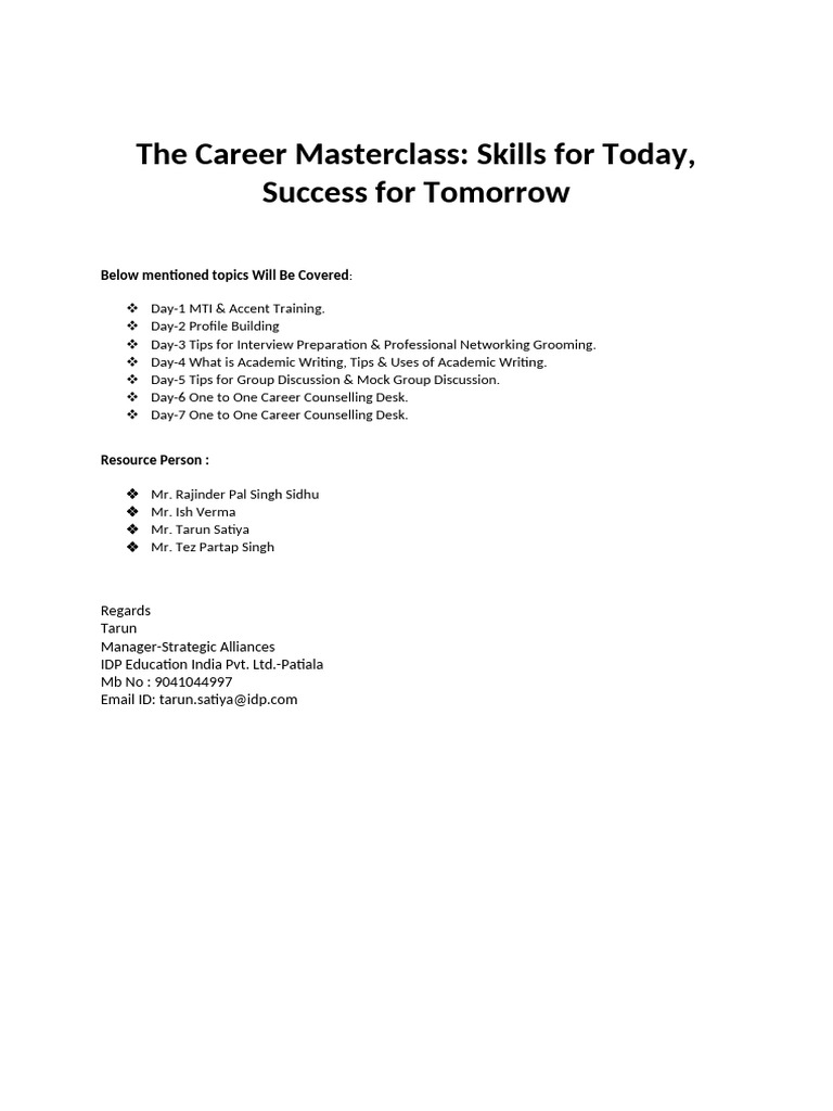 Career Masterclass: Skills for Success | PDF
