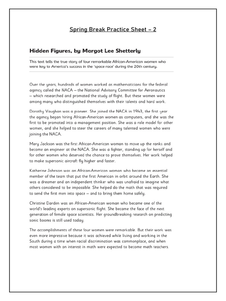 2 Spring Break Practice Sheet | PDF