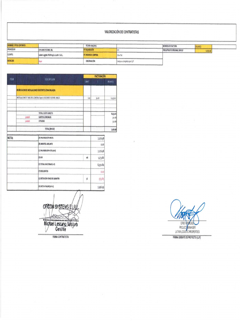 Valorizacion PO-1766 - REQ 1 | PDF