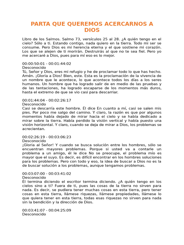 Parta Que Queremos Acercarnos A Dios | PDF | Salmos | Dios