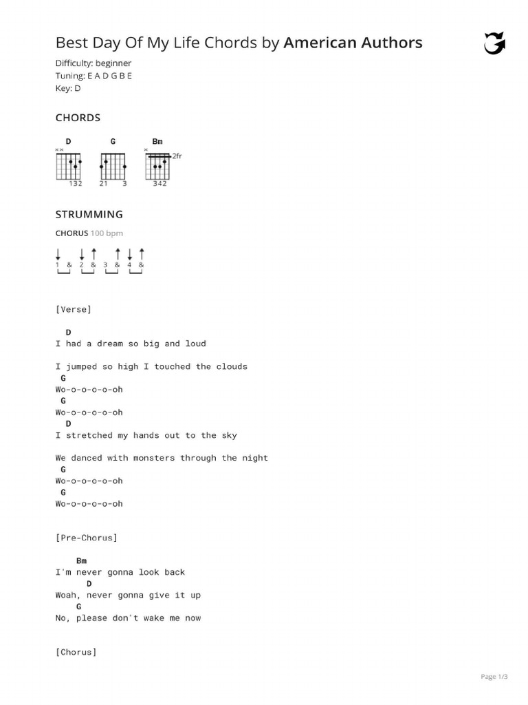 Best Day of My Life Chords | PDF