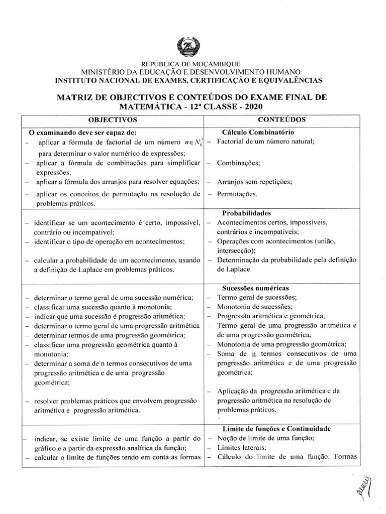 Matriz Matemática 12 CL | PDF
