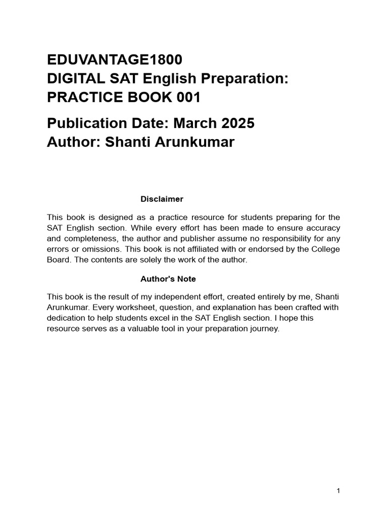 SAT English Practice Resource Guide | PDF | The Yellow Wallpaper ...