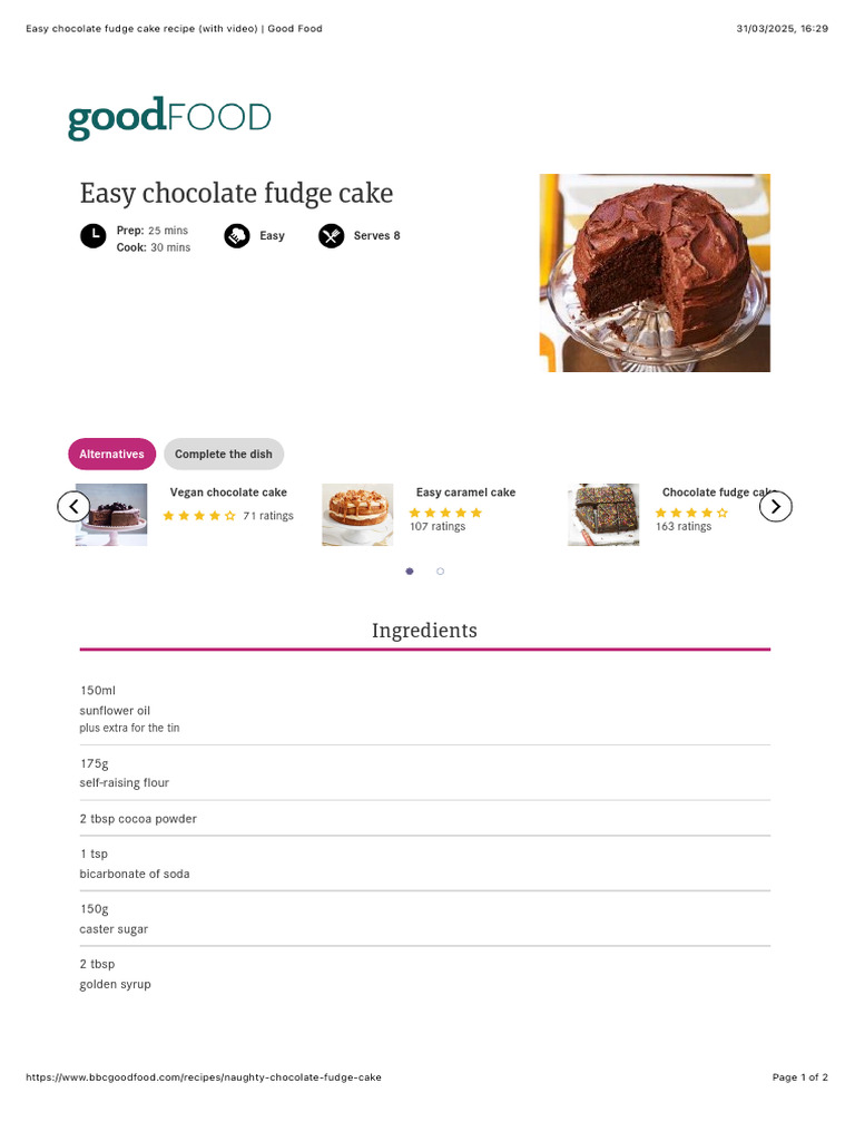 Easy Chocolate Fudge Cake Recipe | PDF | Cakes | Chocolate