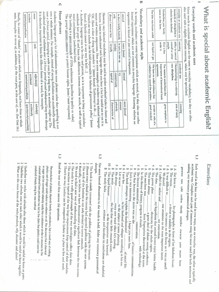 Academic Vocabulary Units 1-4 | PDF