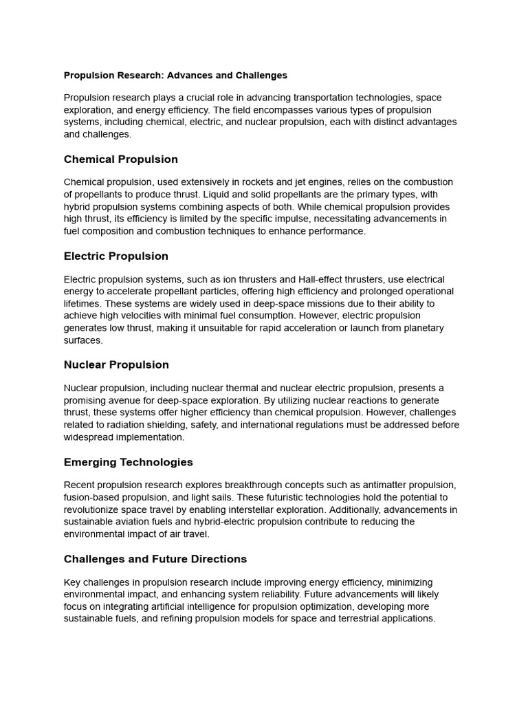 Propulsion Research - Advances and Challenges | PDF | Spacecraft ...